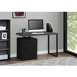 Monarch Specialties Computer Desk with File Cabinet - Lef or Right Set- Up - 48"L (Black - Grey Top)