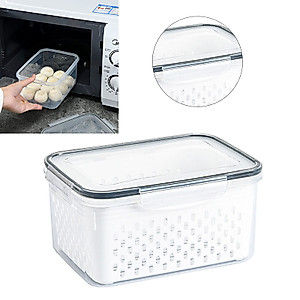 Fruit Storage Container for Fridge, Vegetable Produce Storage Saver Containers with Lid for Refigerator, Food Storage Containers with Colander, Plastic Fresh Keeper for Fruit Vegetable(3300ML)