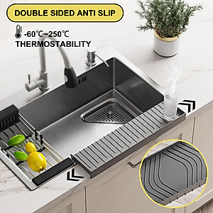 Silicone Sink Edge Protectors for Kitchen Sink, Kitchen Sink Splash Guard, Multifunction Kitchen Sink Accessories, Stainless Steel, Granite, Quartz Countertop Protectors For Kitchen & Bathtub Sink
