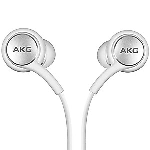 ElloGear 2020 Earbuds USB C Headphones for Samsung Galaxy S21, Note 10, Galaxy S10, S9 Plus, S10e - Designed by AKG - Braided Cable with Microphone and Volume Remote Type-C Connector - White