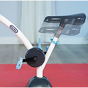 Little Tikes Pelican Explore & Fit Cycle Adjustable Play Fitness Exercise Equipment Stationary Bike with Videos and Built-in Bluetooth Speaker, For Kids Ages 3-7 Years, WHITE, BLUE