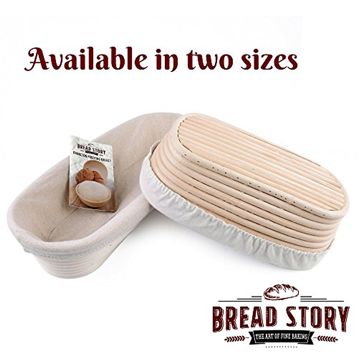 (14x6 inch) Oval Proofing Basket Set by Bread Story Oval Banneton Brotform Handmade Unbleached Natural Cane Bread Baking Kit with Cloth Liner - Course Discount Coupon
