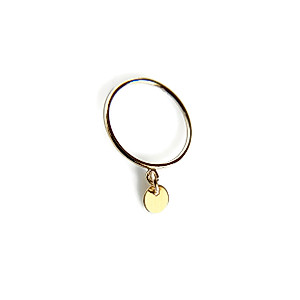 Gold Disc Charm Ring, Anxiety Fidget Ring, Spinner Fidget Ring, Smooth Textured Thin 14K Gold-Filled Band, Dainty Stackable Ring, Jewelry Inspirations