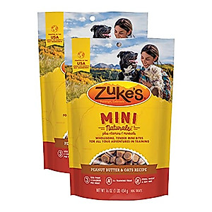 Zuke's Zuke’s Mini Naturals Training Dog Treats, Peanut Butter & Oats Recipe, Tender Mini Bites with Vitamins & Minerals, Adult Dog Treats, 16 OZ (Pack of 2), 16 Ounce (Pack of 2)