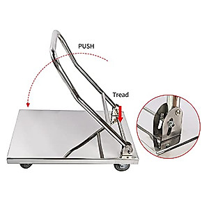 lesolar Push Cart Dolly 800lbs Folding Platform Truck Cart 32"x20" Heavy Duty Moving Platform Hand Truck Stainless Steel Foldable Moving Flatbed Dolly Cart with 360 Degree Swivel Wheels