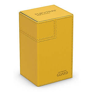 Ultimate Guard Flip 'n' Tray 80+, Deck Case for 80 Double-Sleeved TCG Cards +Dice Tray, Yellow, Independent Magnetic Closure & Microfiber Inner Lining