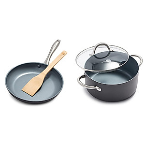 GreenPan Lima Hard Anodized Healthy Ceramic Nonstick 10" Frying Pan Skillet, PFAS-Free, Oven Safe, Gray & Lima Hard Anodized Healthy Ceramic Nonstick 5QT Stock Pot with Lid, PFAS-Free, Oven Safe, Gray