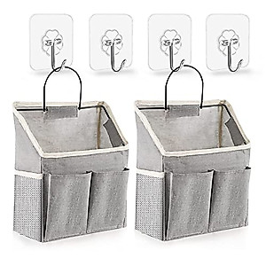 Jremreo Wall Hanging Storage Bag, 2 Pieces Small Linen Fabric Door Hanging Organizer Box, for Kitchen, Bedroom, Bathroom, Office and Student Dormitory