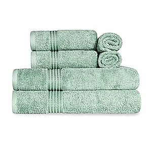 SUPERIOR Egyptian Cotton 6-Piece Towel Set, Bathroom Essentials, Towels for Bathroom, Apartment, Airbnb, Guest Bath, Face, Hand, Bath Towels, Washcloths, Absorbent, Fast Drying, Sage