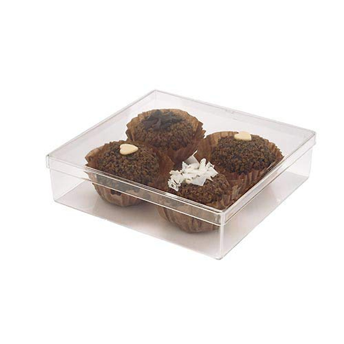 Pioneer Plastics 062C Clear Square Plastic Container, 5.25" W x 5" D x 1.375" H