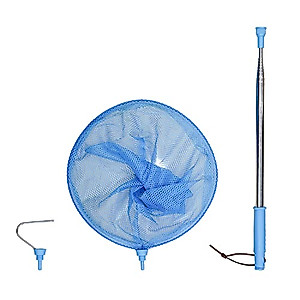 Pool Skimmer Net with Adjustable 106 Inches Lightweight Telescopic Pole Leaf Skimmer Mesh Rake Net for Spa Pond Swimming Pool, Pool Cleaner Supplies,Detachable net and hooks Great choice for gifts