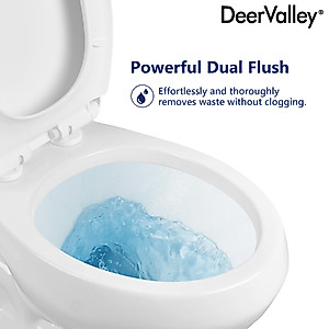 Two-Piece Toilet, DeerValley 17.72" High 12” Rough in Dual Flush 1.1/1.6 GPF and Map 1000g, ADA Chair Height Toilets Bowl With Soft Close Seat for elderly, White DV-2F0079