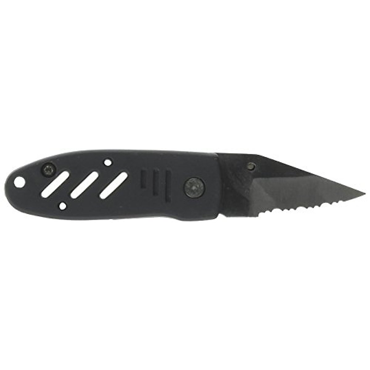 Performance Tool W3232 Folding Pocket Knife with Liner Lock, Rubberized Handle, and Keychain, silver grey