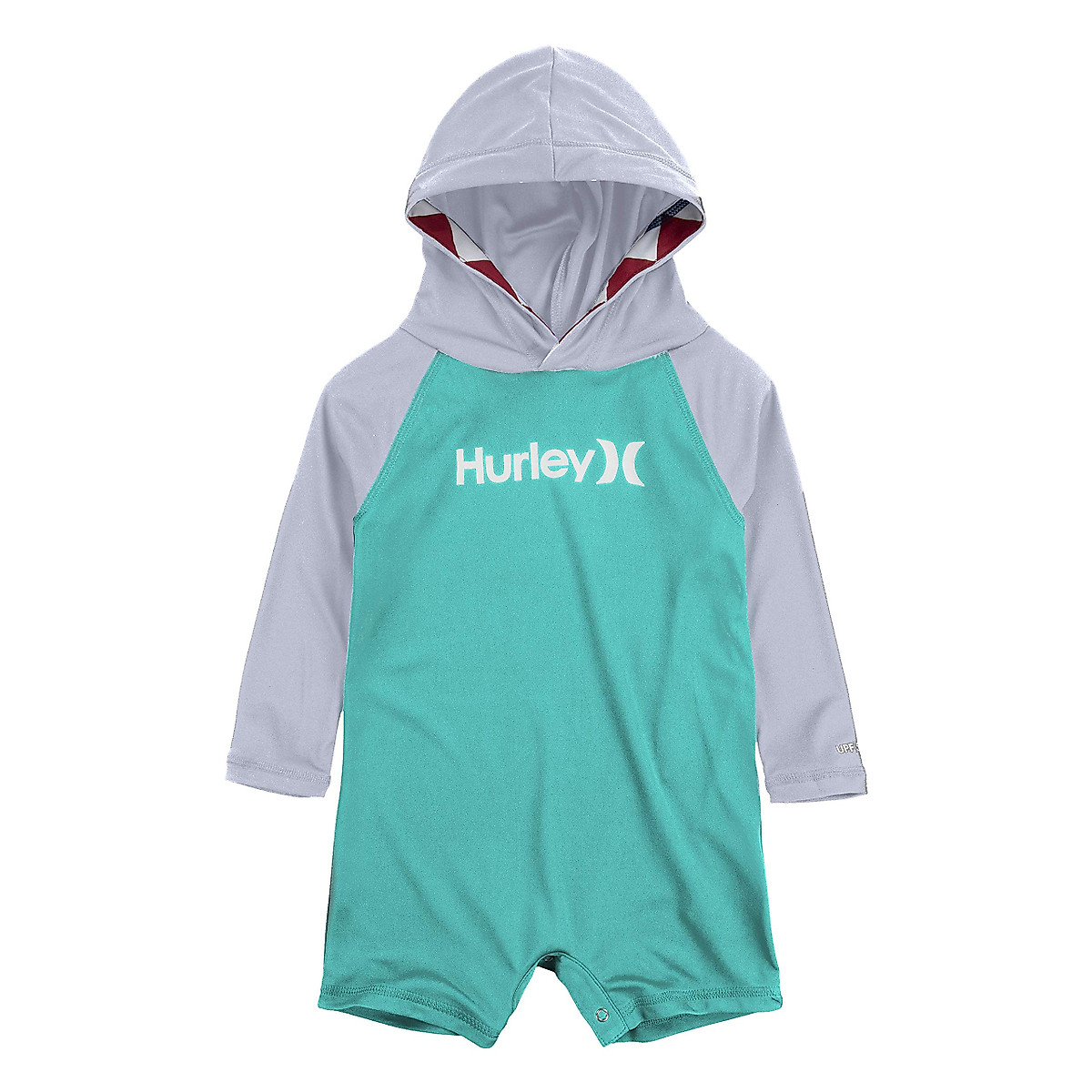 Hurley Baby Boys' Long Sleeve Hooded Coverall, Aurora Green, 6M