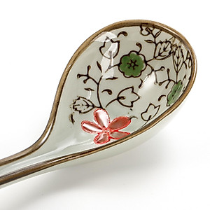 Cididu 8 Pcs Asian Ceramic Soup Spoons, Japanese Ramen Spoon with Long Curved Handle, Chinese Soup Spoon, Porcelain Tablespoon, Kitchen Serving Spoon for Miso, Noodles, Cereal, Wonton, Dumpling Rice