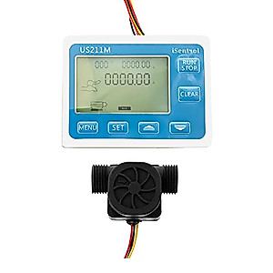 Digital Flow Meter Totalizer Flow Measurement with Nylon Water Flow Sensor G1/2 Turbine Flowmeter