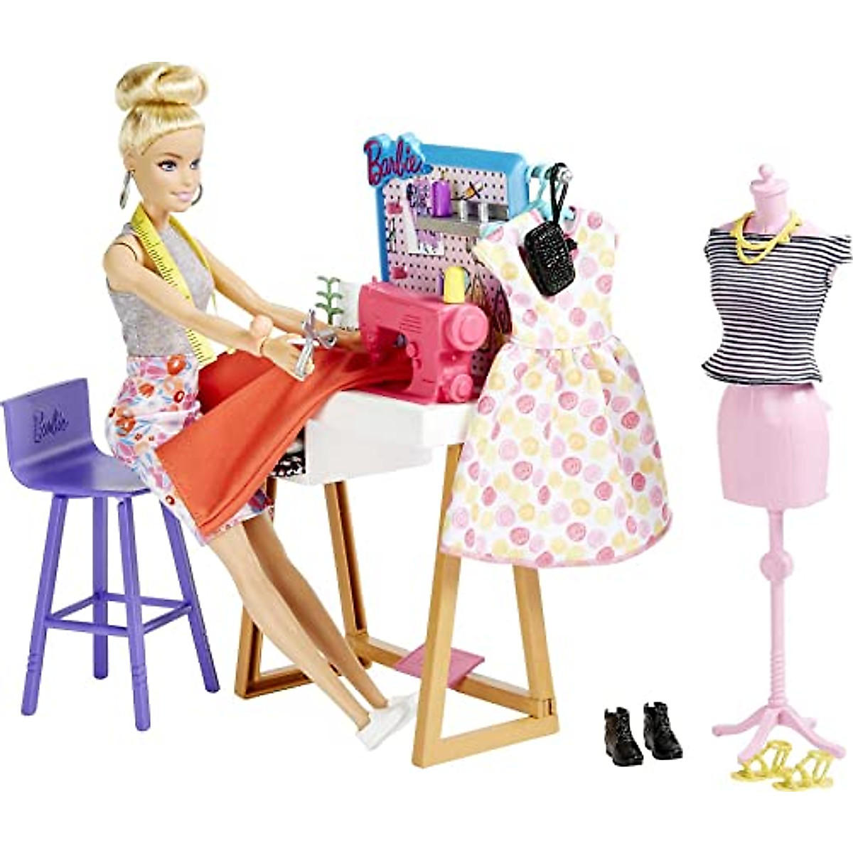 Barbie Fashion Designer Doll & 25+ Accessories, Studio Playset Includes Furniture, Sewing Machine & Mannequin, Blonde Doll