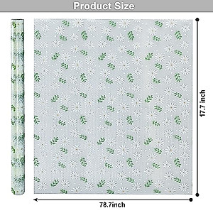 Shelf Liner, Waterproof Refrigerator Liner, Drawer Liners for Kitchen Cabinet, Bathroom Sink Mat No Slip Cupboard Mats Non Adhesive Fridge Liner EVA Place Mats Roll - Leaf Daisy 17.7"×78.7"