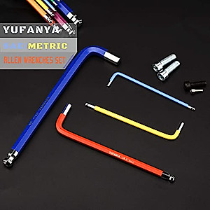 YUFANYA 18-Piece Allen Wrenches Sets,Premium Quality SAE/Metric Hex Key Set in Portable Case,Durable Industrial CRV Made,Long Arm Ball End, Multicolor Coding