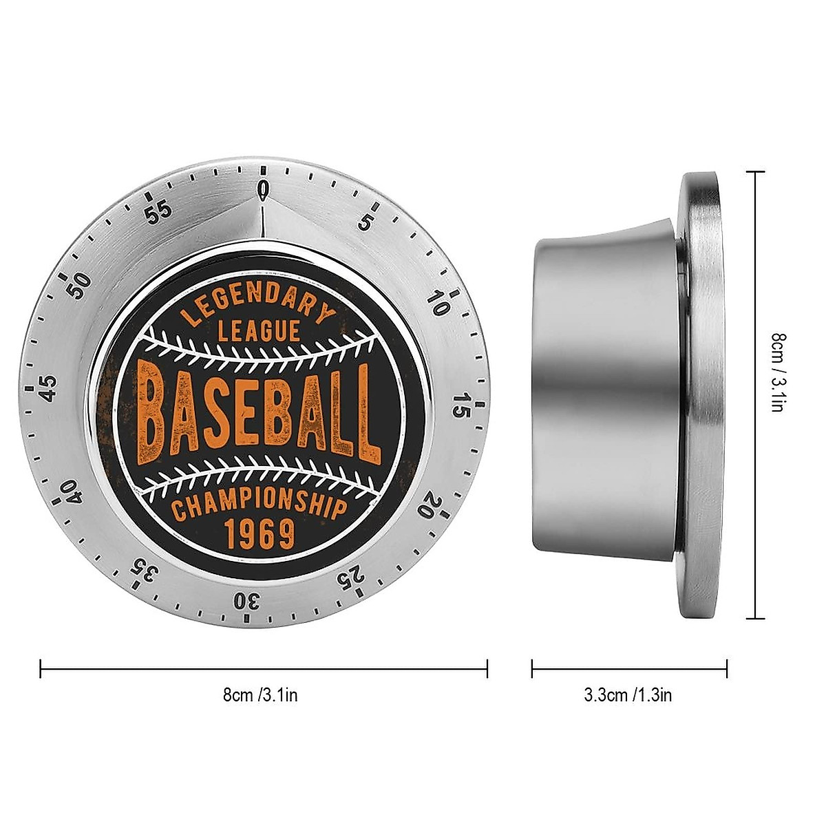 Kitchen Timer Black Baseball Magnetic Countdown Clock for Cooking Teaching Studying
