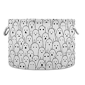 Krafig Halloween Ghosts Pattern Round Collapsible Storage Basket, Large Toy Storage, Laundry Baskets, Open Home Storage Bins for Toy Organizer, Home Decor, Clothes, Toys