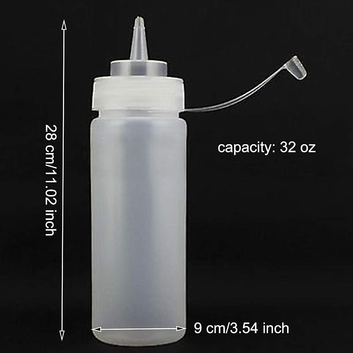 EORTA 3 Pack Plastic Squeezable Bottles with Tip Caps Squirt Condiment Containers, 32 Ounces Dispensers for Ketchup Mustard Sauce Olive Tomato Salad, Home Kitchen Restaurant BBQ, White