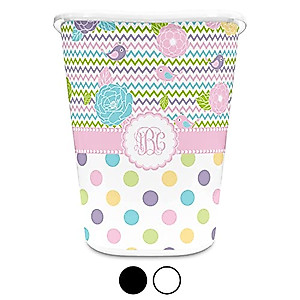 RNK Shops Girly Girl Waste Basket - Single Sided (White) (Personalized)