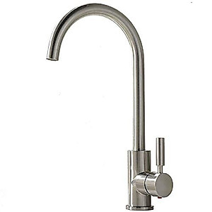 Comllen Brushed Nickel Single Hole Bar Sink Faucet, Modern Stainless Steel Single Handle Bar Faucet Brushed Nickel, 360 Degree Swivel Hot and Cold Outdoor Kitchen Sink Faucet