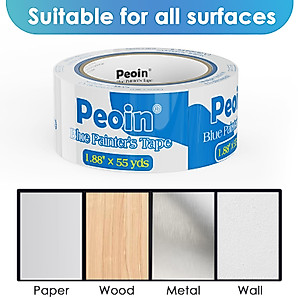 Blue Painters Tape 2 Inch Wide Bulk, 24 Roll Painting Tape Blue Masking Tape for Painting Wall DIY Edge, Paint Tape 1.88 Inch 55 Yards X 24 Rolls (1320 Total Yards)
