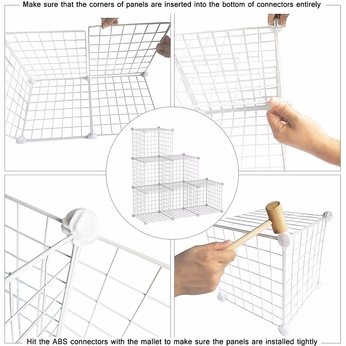 C&AHOME Wire Cube Storage, 6 - Cube Organizer Metal C Grids, Modular Shelves Units, Storage Bins Shelving, Closet Organizer, Ideal for Home, Office, Living Room, 36.6”L x 12.4”W x 36.6”H White
