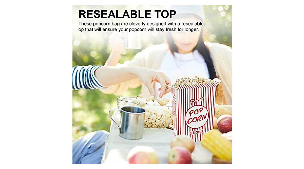 Popcorn Boxes for Parties - Resealable 2.8 oz Popcorn Buckets (50 Pack)
