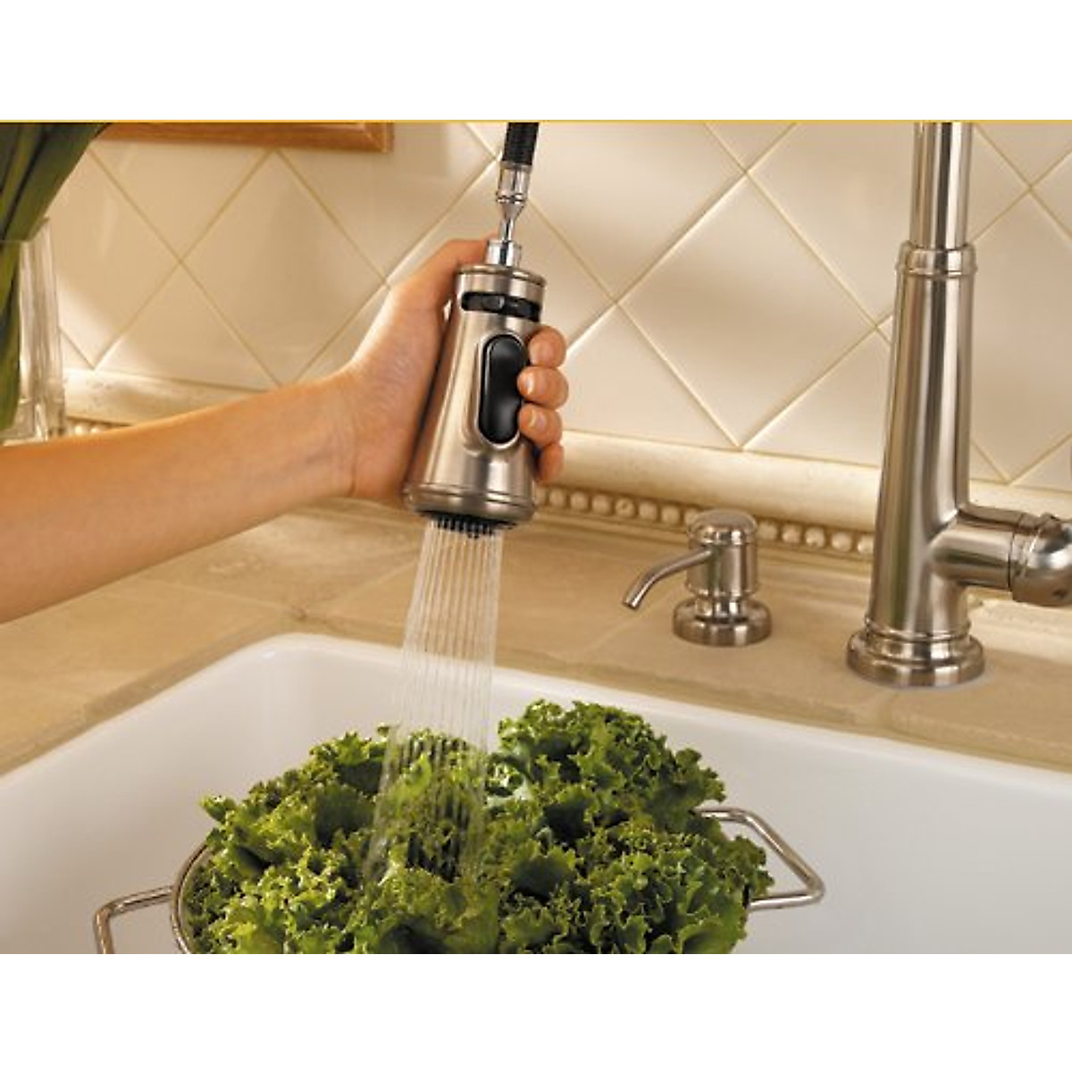 Pfister Ashfield 1-Handle Pull-Down Kitchen Faucet with Soap Dispenser, Brushed Nickel