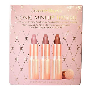 CHARLOTTE TILBURY Iconic Mini Lip Trio Kit - Pillow Talk, Walk of No Shame, Supermodel 0.03 Ounce (Pack of 3)
