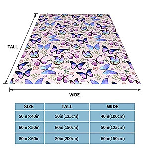 Butterfly Throw Blanket Soft Warm Flannel Fleece Bed Blanket Gift for Men Women Girls Boys Chair Couch 60"x50"