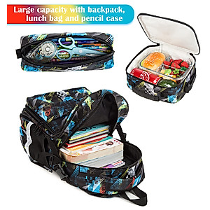 MOHCO Kids Backpack 16 in School Bookbag with Insulated Lunch Box Pencil Case Lightweight Student Bookbag for Girls and Boys