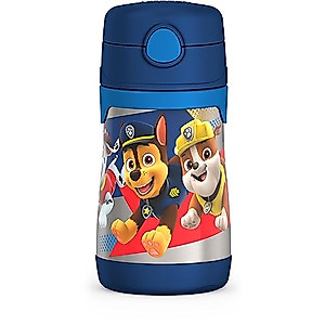 THERMOS Vacuum Insulated Stainless Steel 10oz Straw Bottle, PAW PATROL BOY