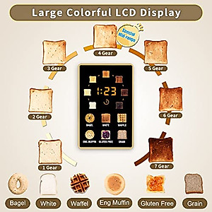 SEEDEEM Toaster 2 Slice, Stainless Steel Bread Toaster with LCD Display and Touch Buttons, 50% Faster Heating Speed, 6 Bread Selection, 7 Shade Settings, 1.5''Wide Slots Toaster with Cancel/Defrost/Reheat Functions, Removable Crumb Tray, 1350W, Silver Met