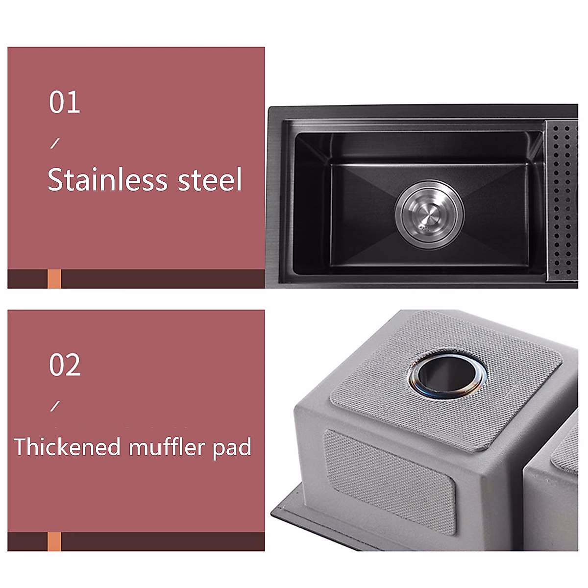 QINTH Bar Sink with Glass Rinser, Stainless Steel Undermount Prep Kitchen Sink, 23.4 X 10.2 Inches Single Bowl, for Hotel Cafe Restaurant Workstation