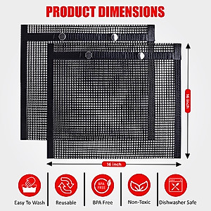 Grill Mesh BBQ Bags LARGE and MEDUIM - Reusable, Non-Stick Barbecue Grilling Pouches - Heat-Resistant, Easy to Clean Accessories - Ideal for Outdoor Electric, Gas, Charcoal Grills | Set of 2