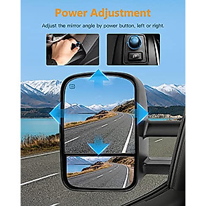 ITOPUP Towing Mirrors Fit for 1999-2002 for Chevy Silverado 1500/2500 for GMC Sierra 1500/2500 Tow Mirrors with Power Control Heated 1 Pair of Mirrors Left Side and Right Side Black Textured