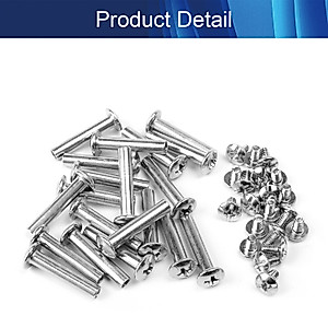 Juvielich Screw Post Fit for 1/8"(4mm) Hole Dia,20 Sets Female M4x20mm Chicago Screw Binding Screw Post Belt Buckle Binding Bolts Leather Fastener for Scrapbook Photo Albums Binding,DIY Enthusiasts