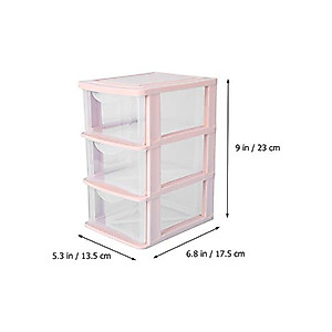 DOITOOL Three- Layer Storage Drawers- Transparent Plastic Drawers Organizer- Multifunction Plastic Drawers Kitchen Pantry Storage Cabinet for Kitchen, Bathroom, Vanity, Desk ( Pink )