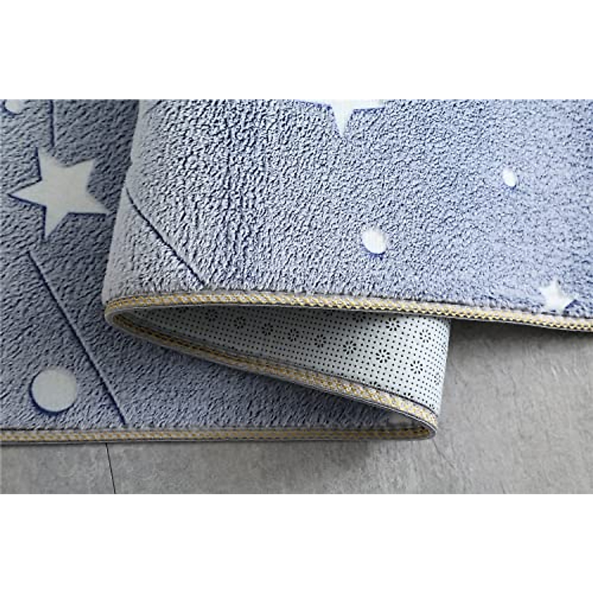 Gefosin Luminous Area Rug Glow in The Dark for Bedroom Living Room, Unique Soft Washable Modern Indoor Rugs for Children Dorm Home Decor, Blue Galaxy 6.6x6.6 Feet