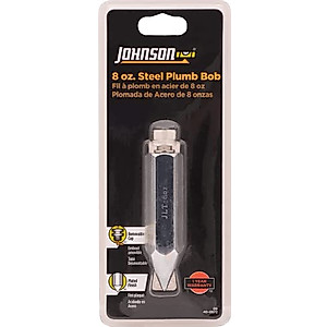 Johnson Level & Tool 08 Steel Hexagonal Plumb Bob, 8 oz., Steel Finish, 1 Pack