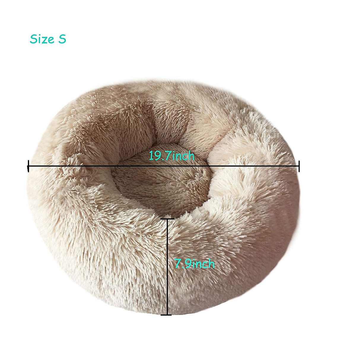 BODISEINT Modern Soft Plush Round Pet Bed for Cats or Small Dogs, Mini Medium Sized Dog Cat Bed Self Warming Autumn Winter Indoor Snooze Sleeping Cozy Kitty Teddy Kennel (20'' D x 8'' H, Champagne)