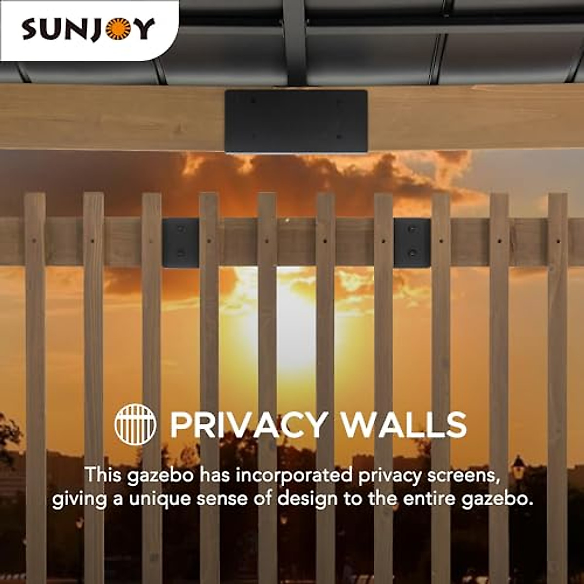 Sunjoy Wooden Grill Gazebo 10 ft. x 11 ft. Outdoor Cedar Frame BBQ Gazebo, Backyard Hot Tub Gazebo with Aluminum Hardtop Roof, Privacy Screen and Bar Shelves by SummerCove