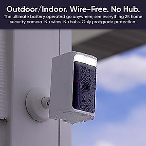 WYZE Battery Cam Pro, Wireless, No Hub, 2K HDR IP65 Outdoor/Indoor Smart Security Camera, Color Night Vision, Integrated Spotlight & Siren, Removable & Rechargeable Battery, 2-Way Audio, White, 1-Pack