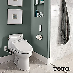 TOTO SW2043R#01 C200 Electronic Bidet Toilet Cleansing Water, Heated Seat, Deodorizer, Warm Air Dryer, and PREMIST, Round, Cotton White