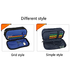 HANXIUCAO Pen Case 3-layer Storage Bag, Portable Pencil Case, Stationery Box, High-quality Zipper Pen Case, Used As A Pen Holder Tool Bag Storage Box (Simple style ，black and gray)