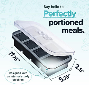 Souper Cubes 1 Cup Silicone Freezer Molds - Soup Cubes Perfect for Storing Broth, Rice, Leftovers and More - Silicone Freezer Trays with Lids for Meal Prep - Charcoal - 1-Pack